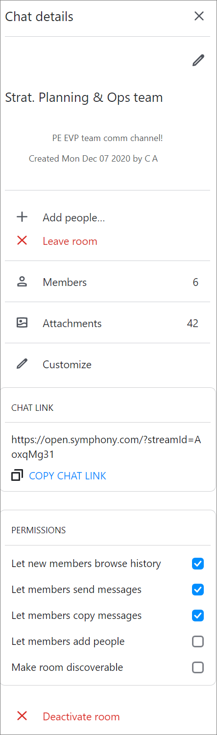 Chat details – Symphony Help Center