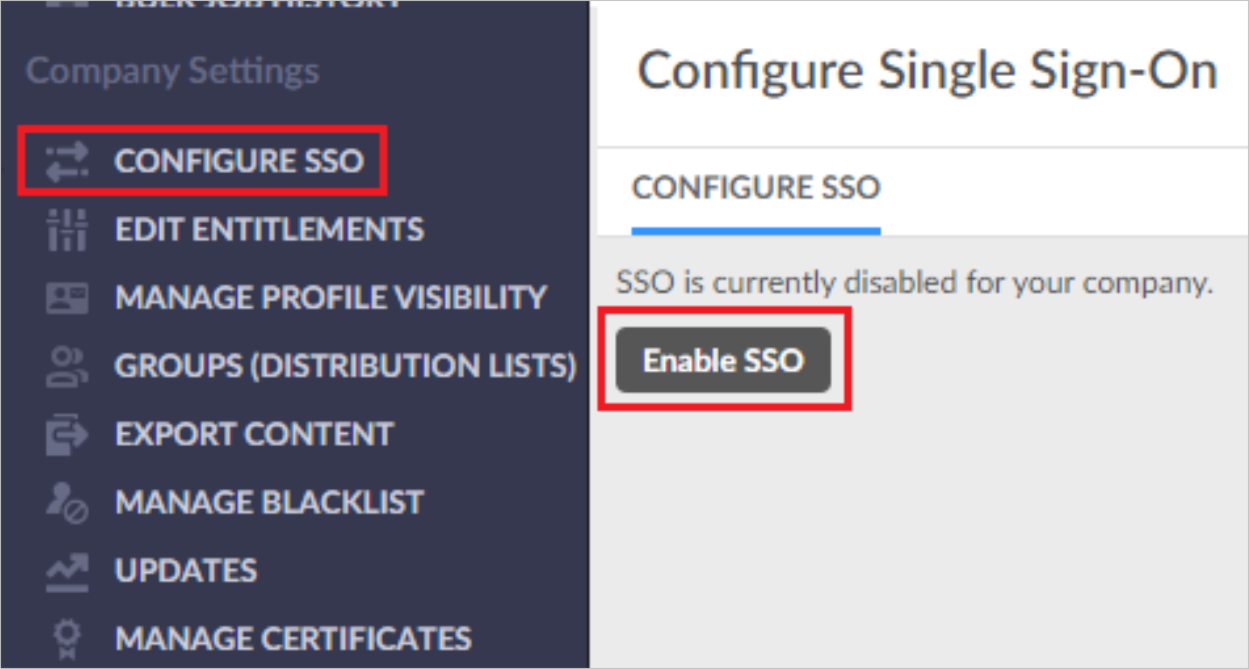 Enable single sign-on (SSO) – Symphony Help Center