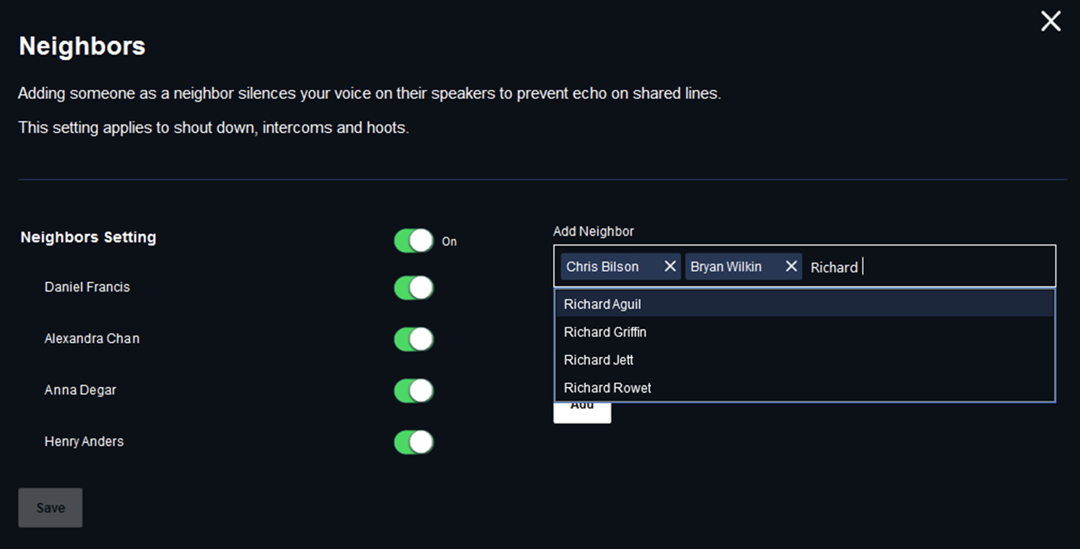 Neighbor feature – Symphony Help Center