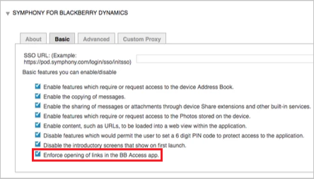 Launch a URL within the BlackBerry Access app – Symphony Help Center